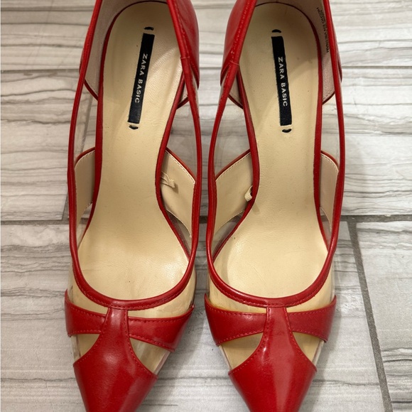 Zara | Shoes | Zara Red Cutout Heels | Poshmark